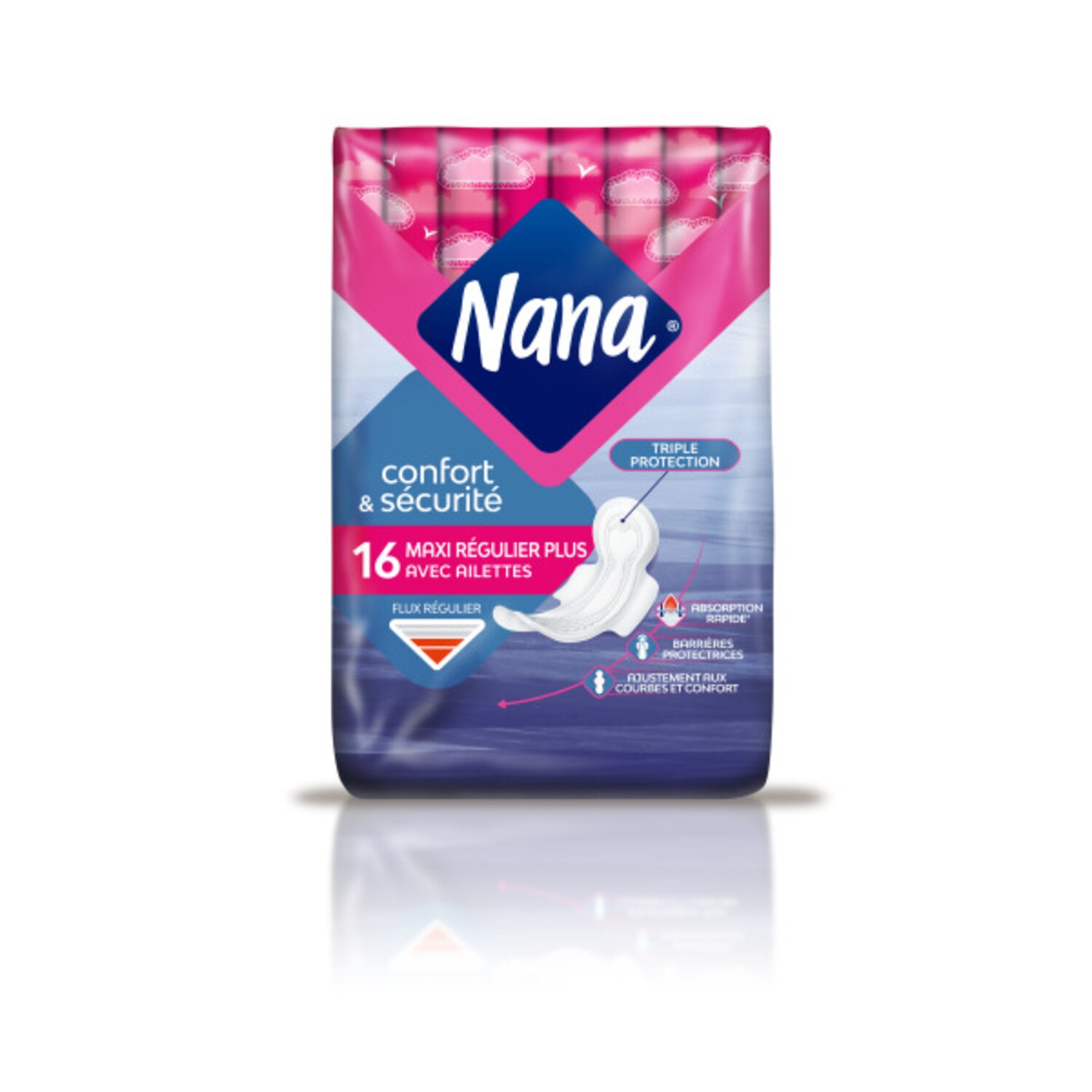 SERVIETTES HYGIÉNIQUES NANA MAXI REGULIER AVEC AILETTES | Nana