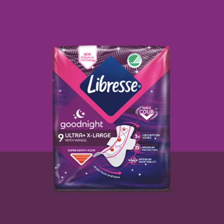 Ultra Goodnight extra met vleugels maandverband | Libresse Ultra Goodnight extra met vleugels maandverband | Libresse