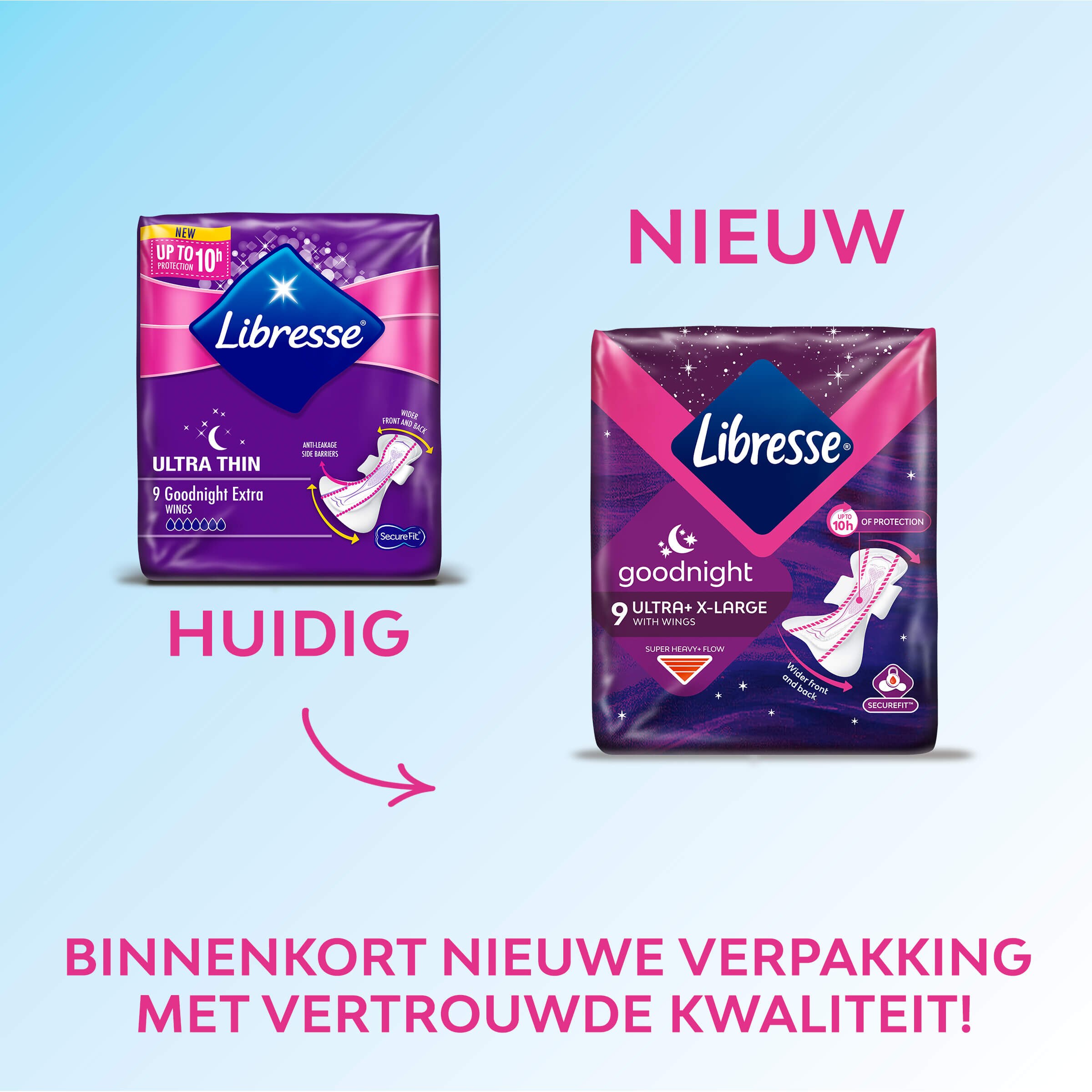 Ultra Goodnight extra met vleugels maandverband | Libresse Ultra Goodnight extra met vleugels maandverband | Libresse