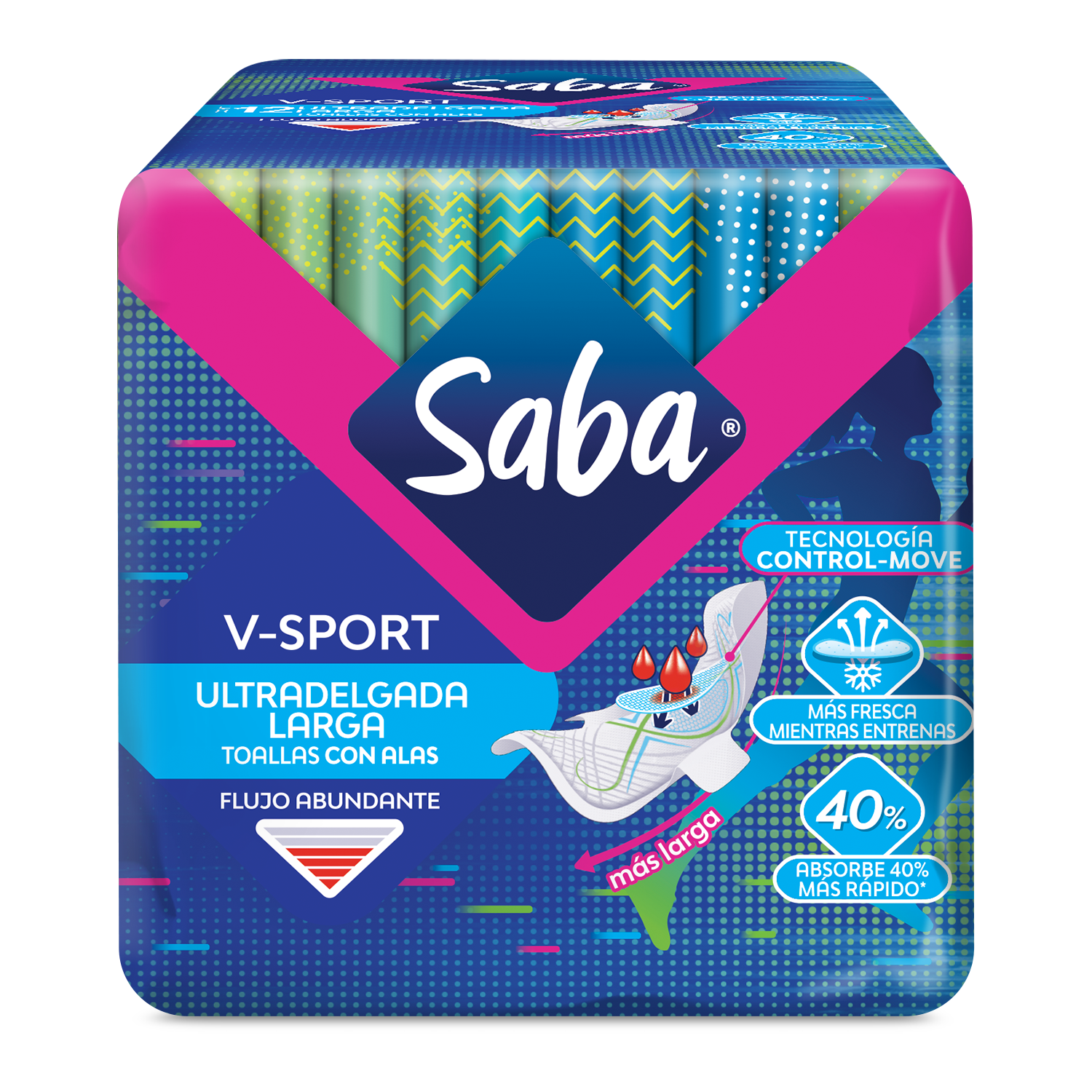 Saba® V-Sport | Toallas Ultradelgadas Largas con alas | Saba®